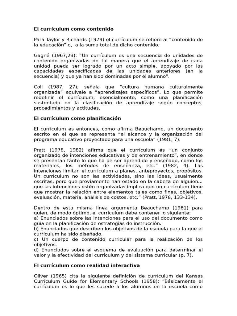 Definición y planificación del currículum escolar | PDF | Plan de ...
