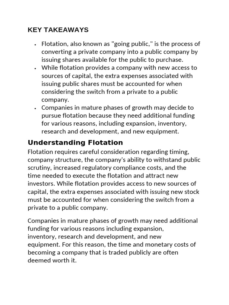 Key Takeaways On Floating | PDF