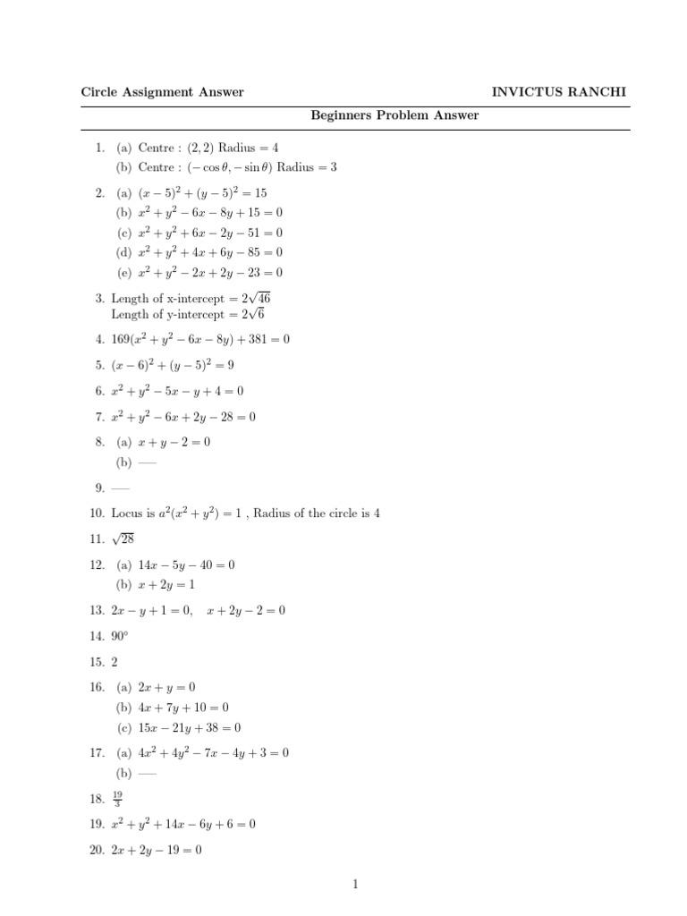 Circle Assignment Answer | PDF