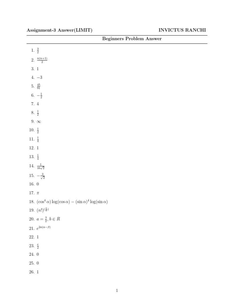 Invictus Limit Assignment Answer | PDF