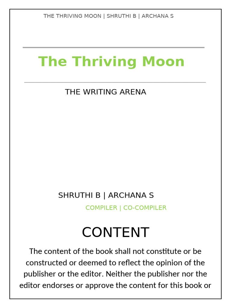 The Thriving Moon (Final Manuscript) | PDF | Curriculum | Dyslexia