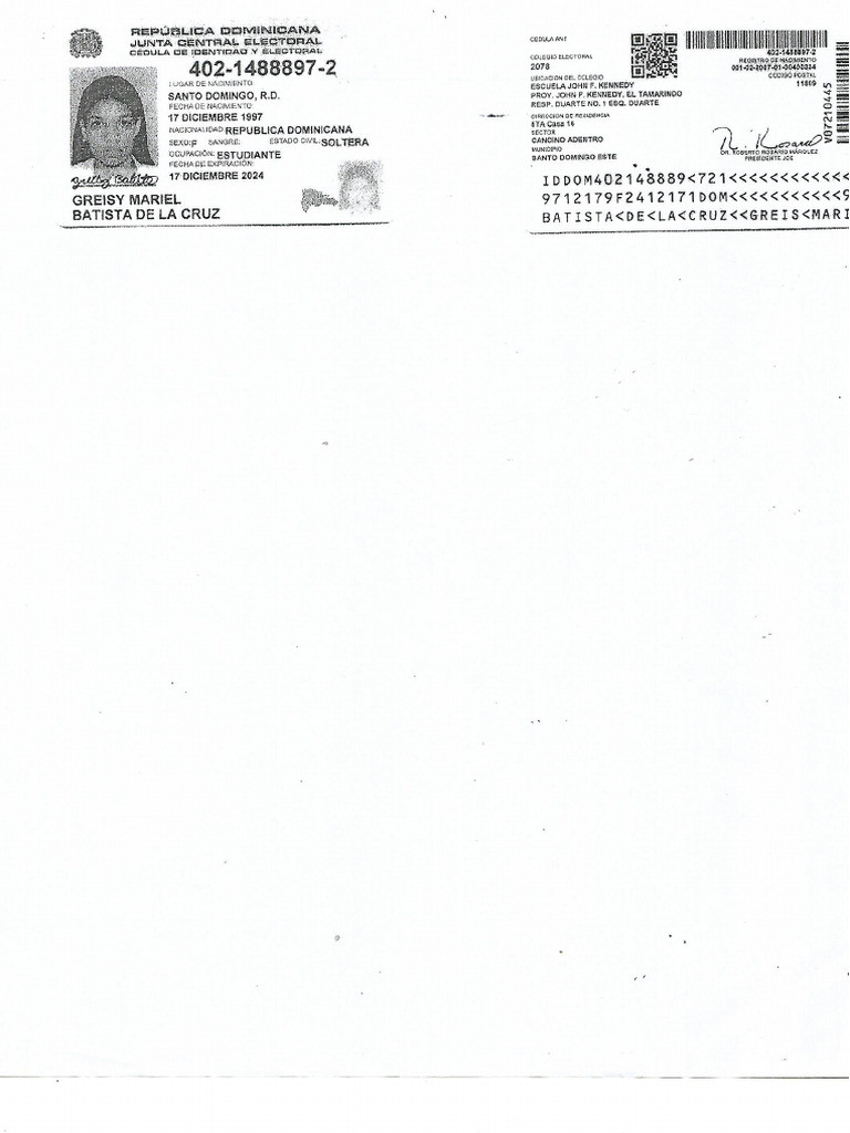 Cedula Greisy Batista | PDF