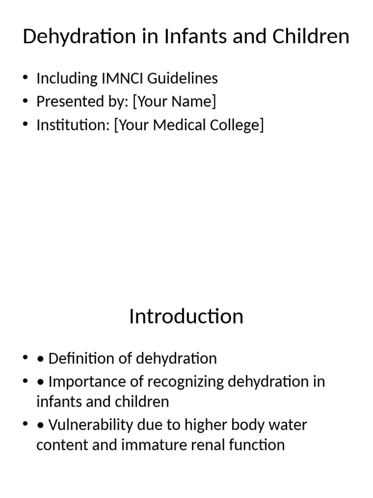 Dehydration Infants Children IMNCI | PDF