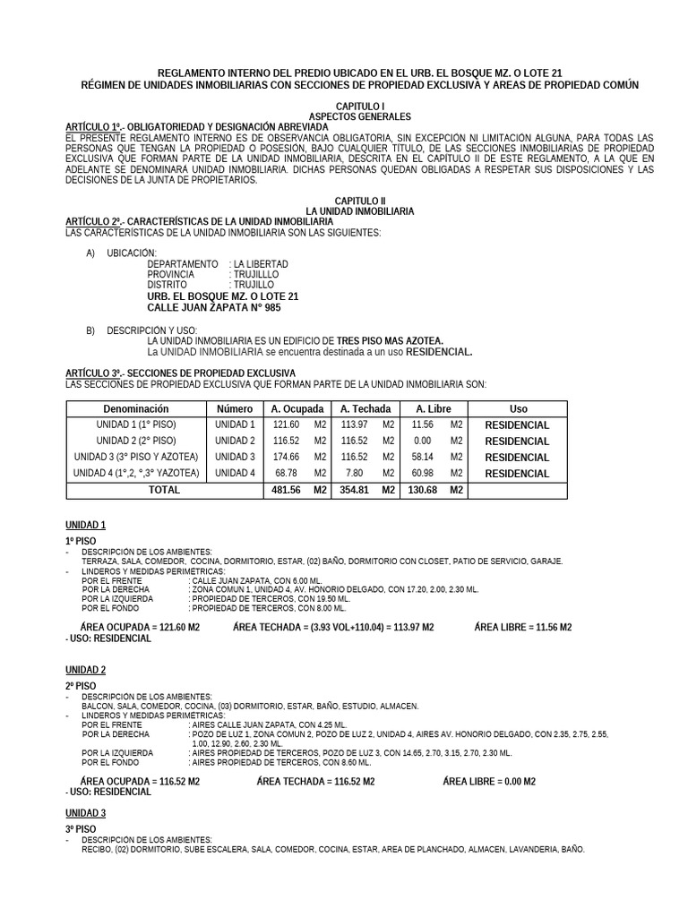 Reglamento Interno 10 | PDF | Propiedad | Regulación