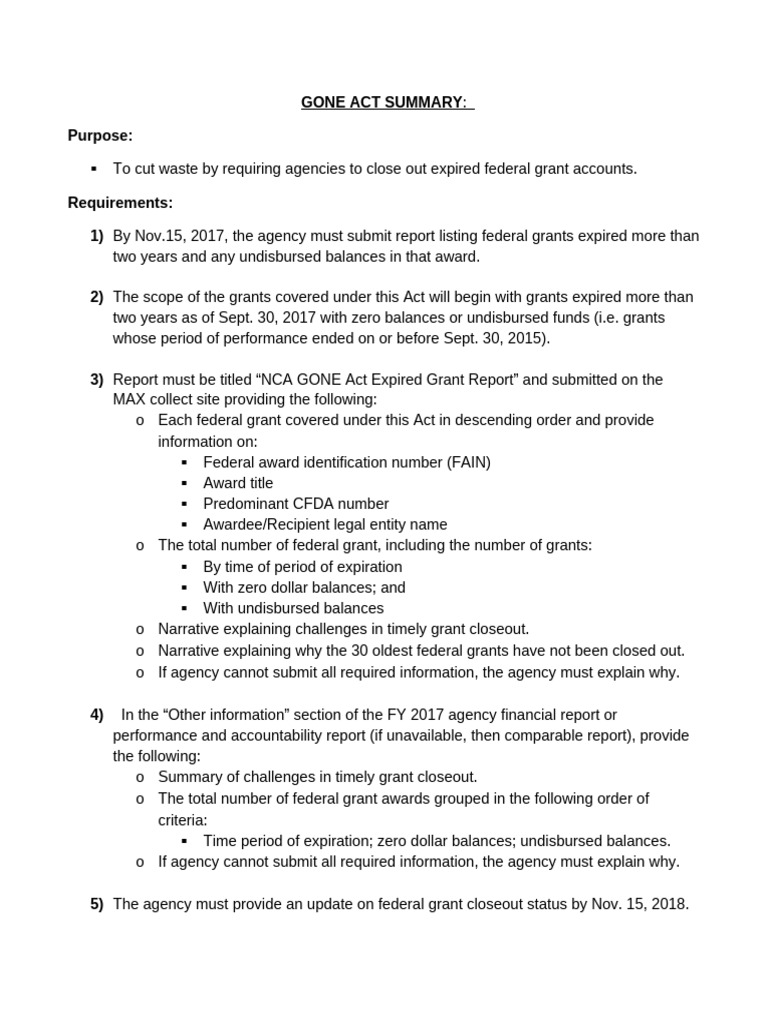 Gone Act Summary | PDF