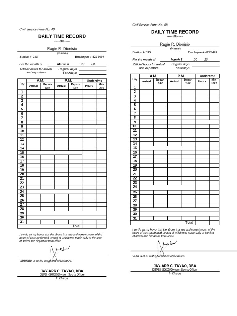 Form 48 DTR For Solidarity Meeting 3-5-2023 | PDF