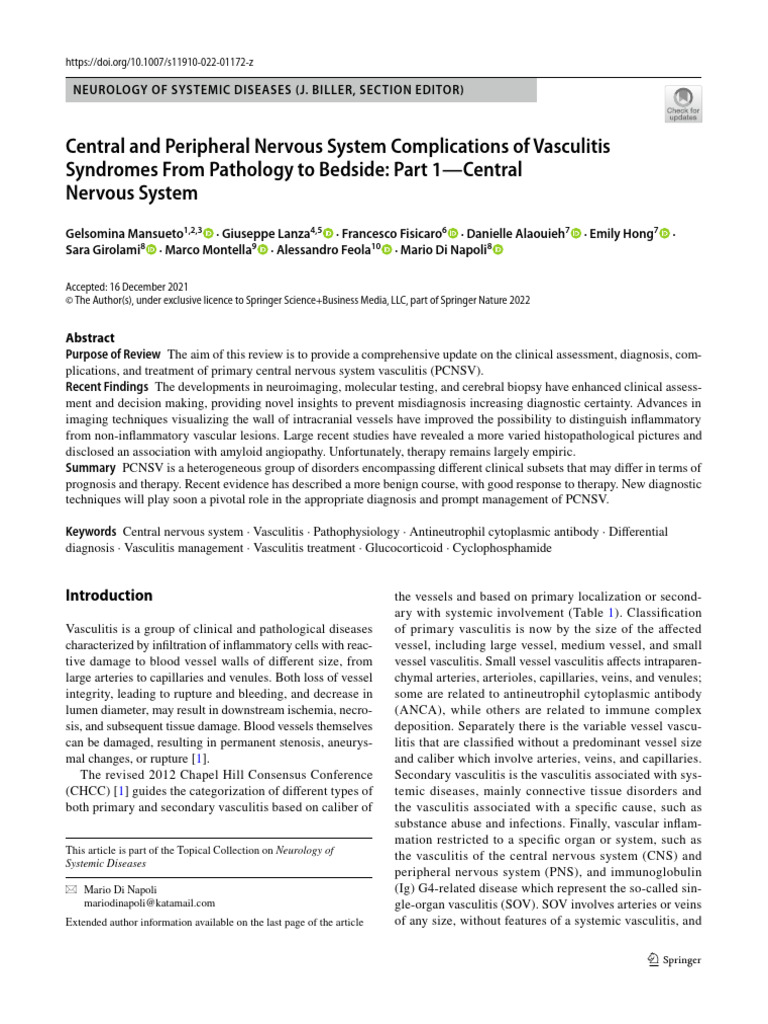 Cns Vasculitis | PDF | Medicine | Immunology