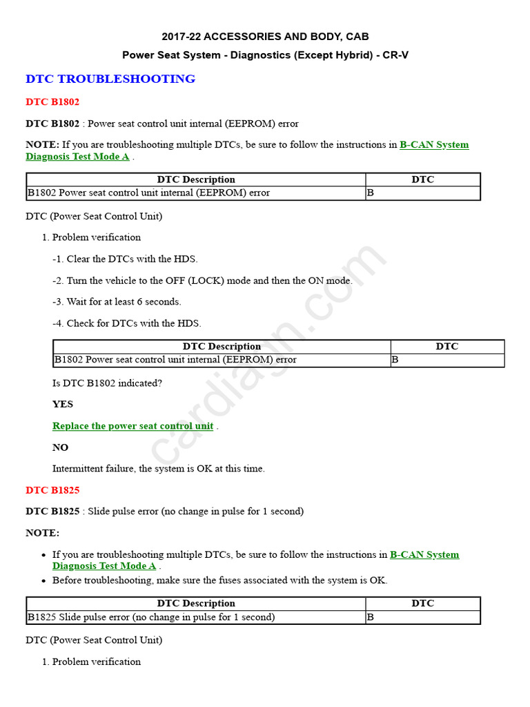 ACCESSORIES & EQUIPMENT Power Seat System - Diagnostics (Except Hybrid) - CR-V | PDF ...