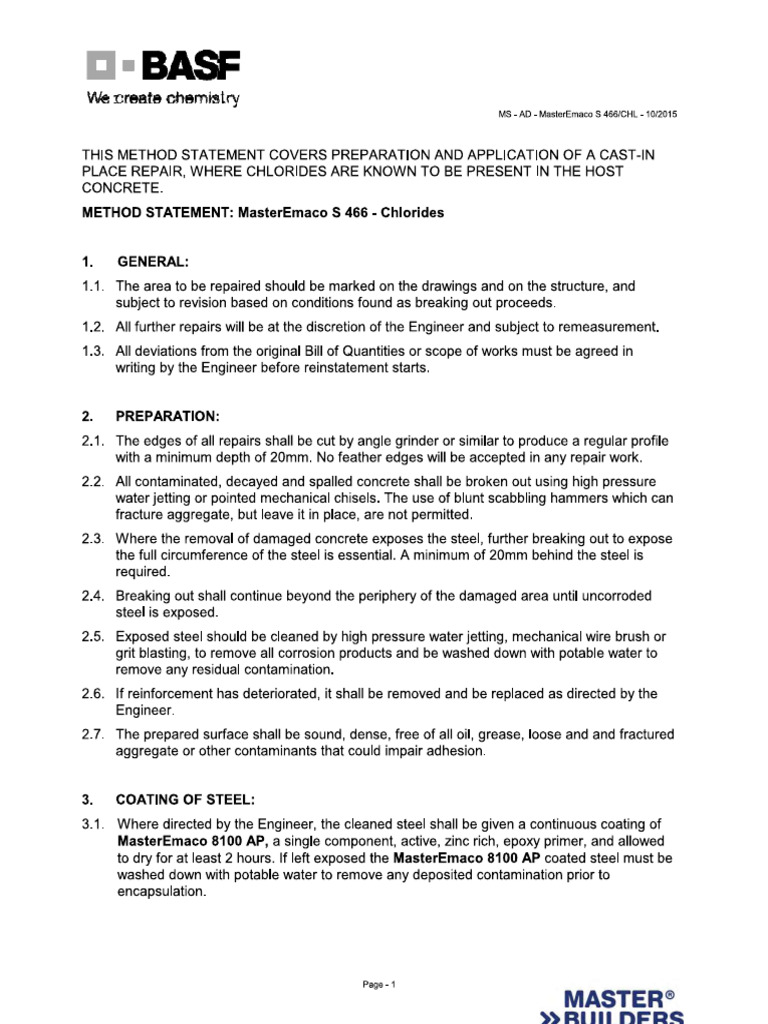 Basf MasterEmaco S 466 MS | PDF
