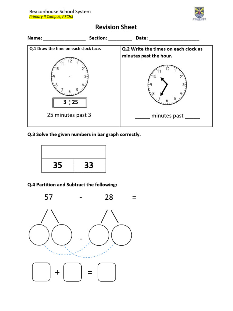 Primary II Math Revision Worksheet | PDF