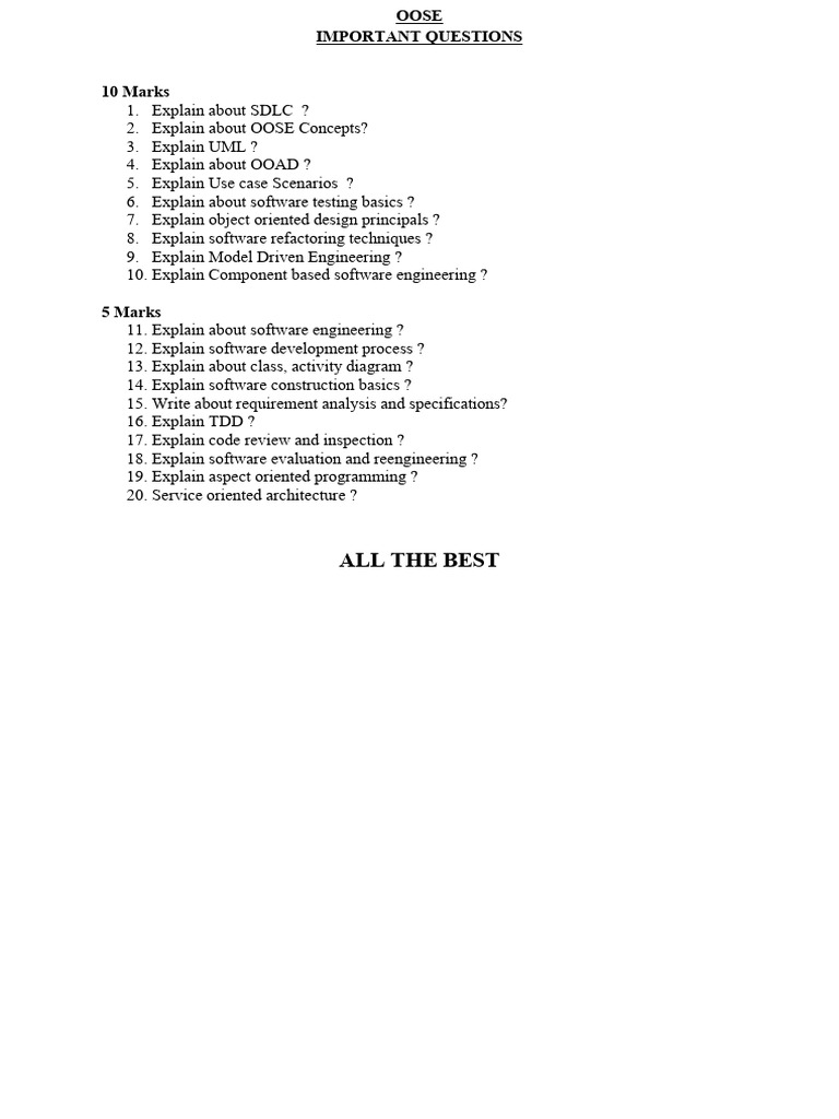 OOSE IMP Questions | PDF