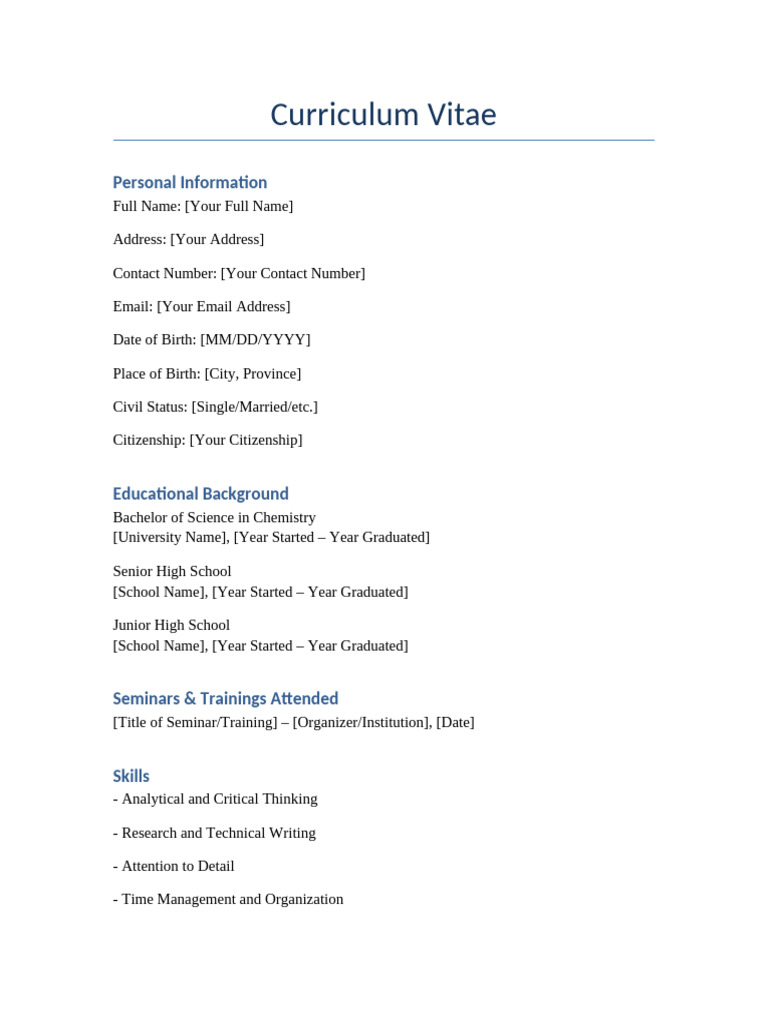 CV Template For Law School | PDF