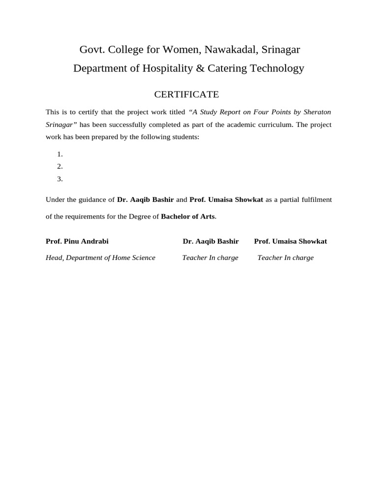 Certificate For Project | PDF