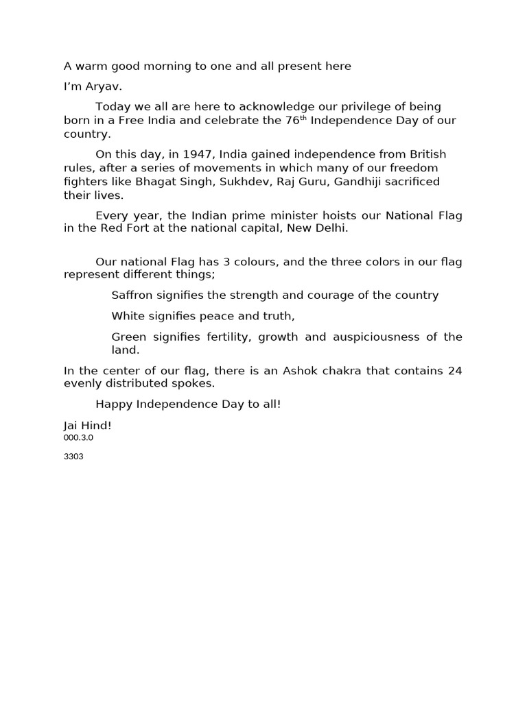 76th Independence Day Speech | PDF