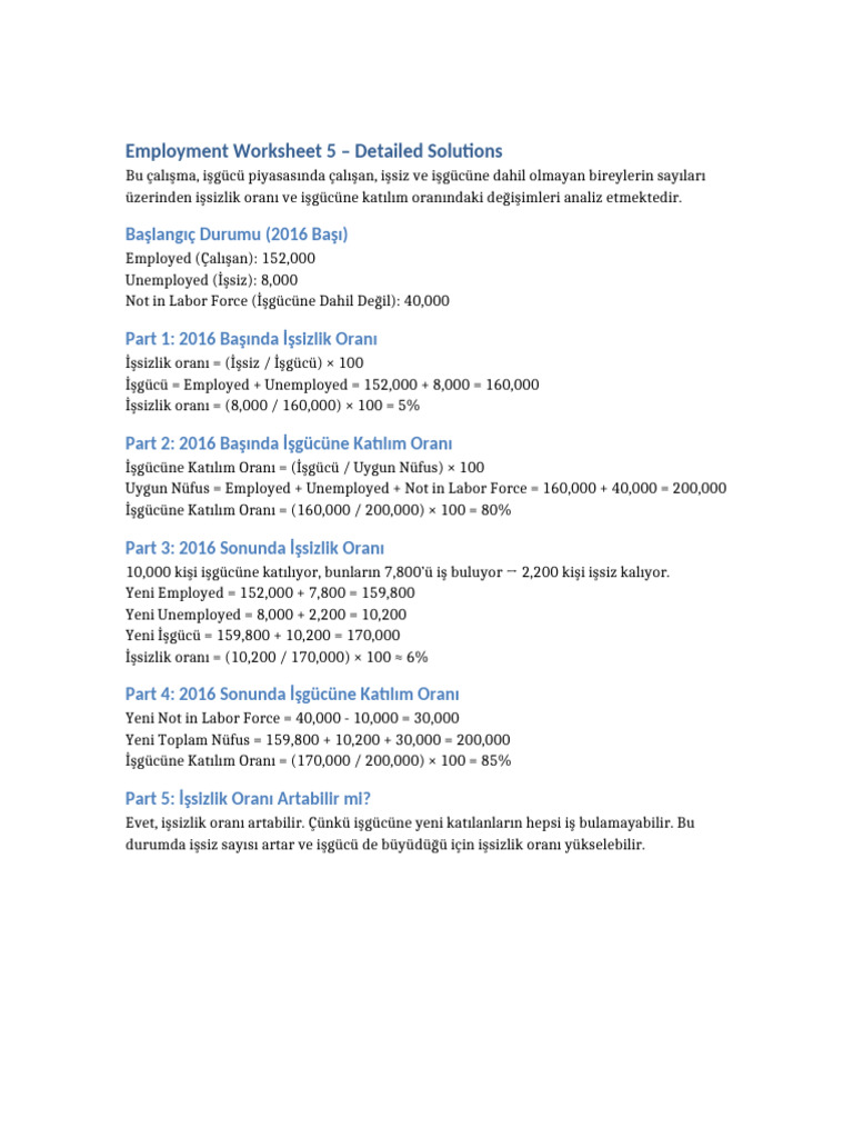 Employment - Worksheet 5 Cevap | PDF