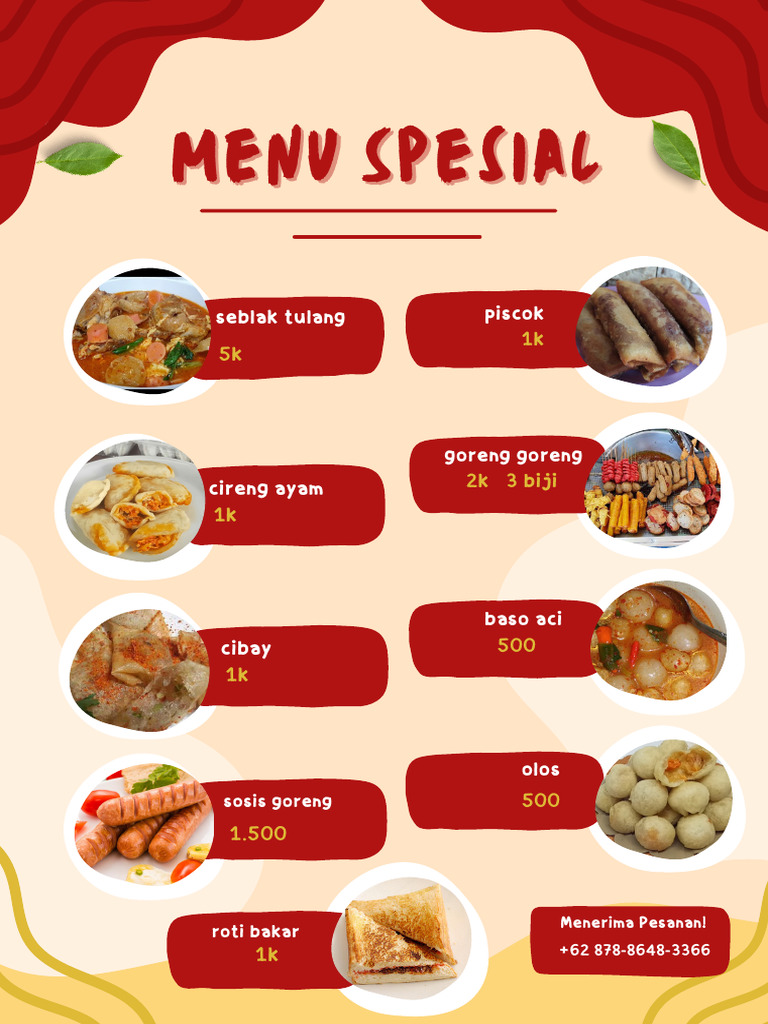 Merah Dan Kuning Illustratif Modern Menu Makanan - 20250427 - 173441 ...