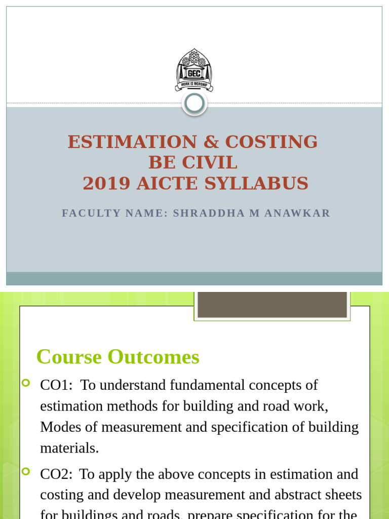 Estimation and Costing in Civil Engineering | PDF | Concrete ...
