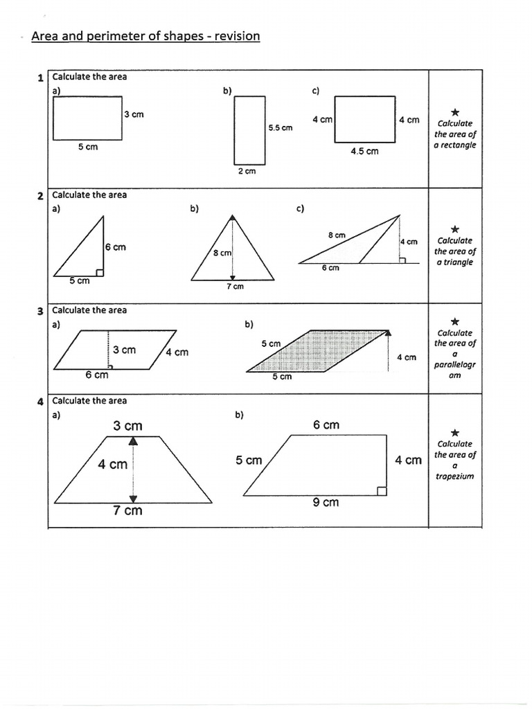 Area Perimeter Revision With OCR Questions | PDF