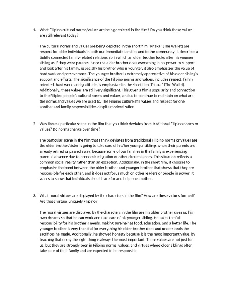 What Filipino Cultural Norms | PDF | Virtue | Sibling