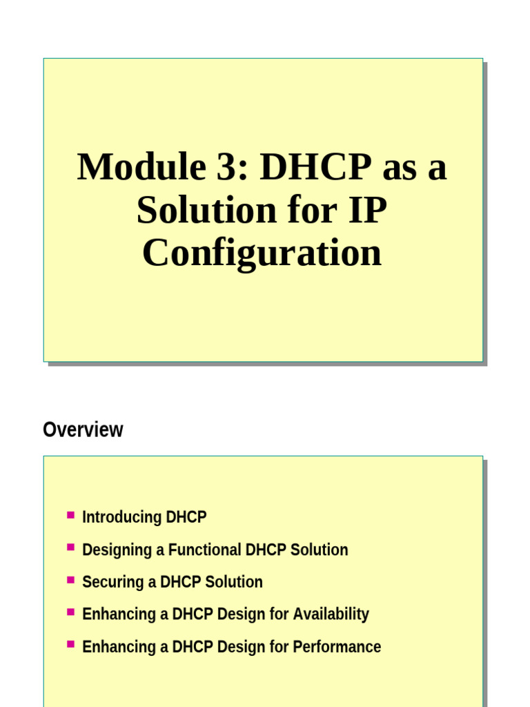Module 3: DHCP As A Solution For IP Configuration | PDF | Ip Address ...