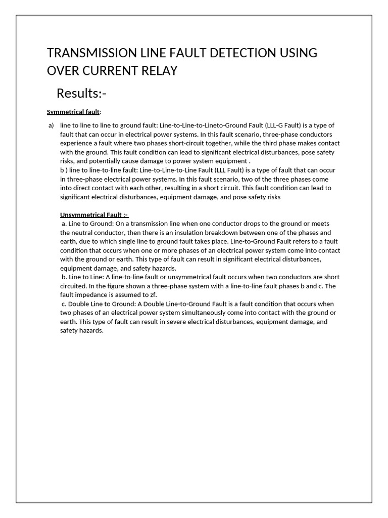 Transmission Line Fault Detection Using Over Current Relay 2025 A | PDF