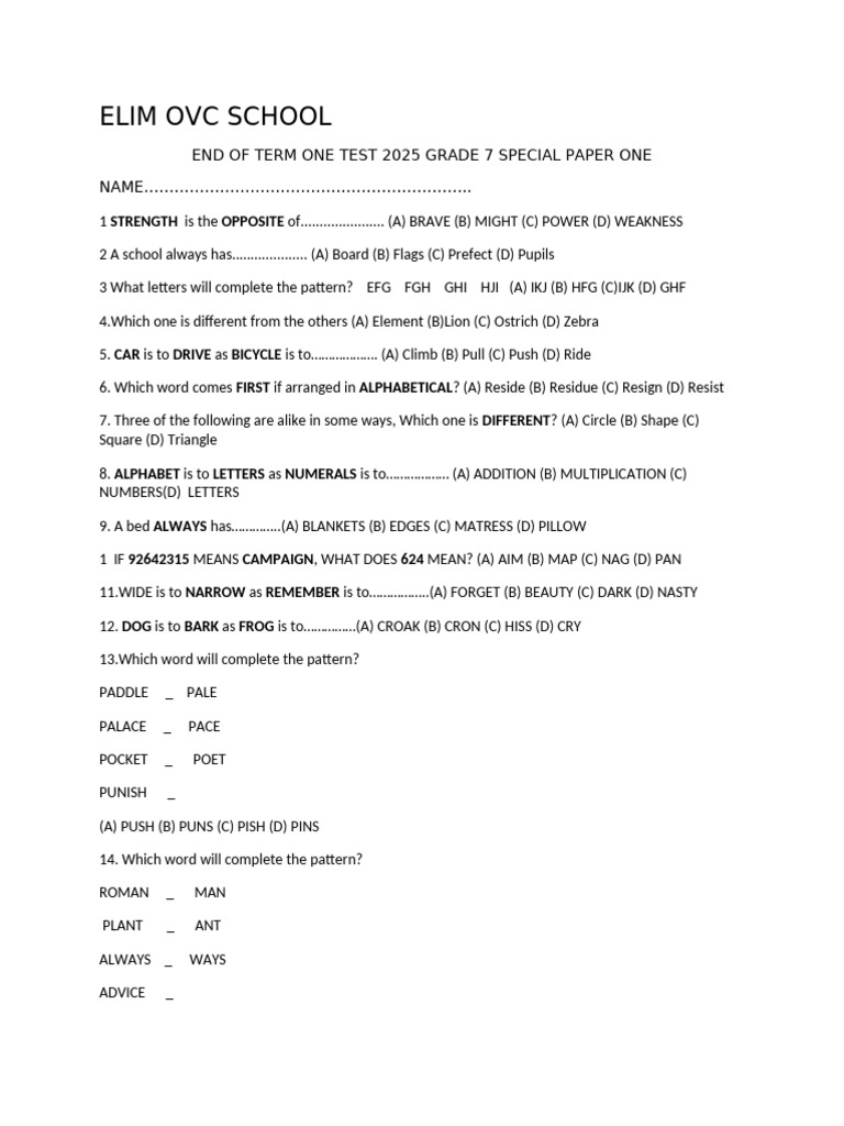 Sp1 Test Elim Ovc School-Wps Office | PDF