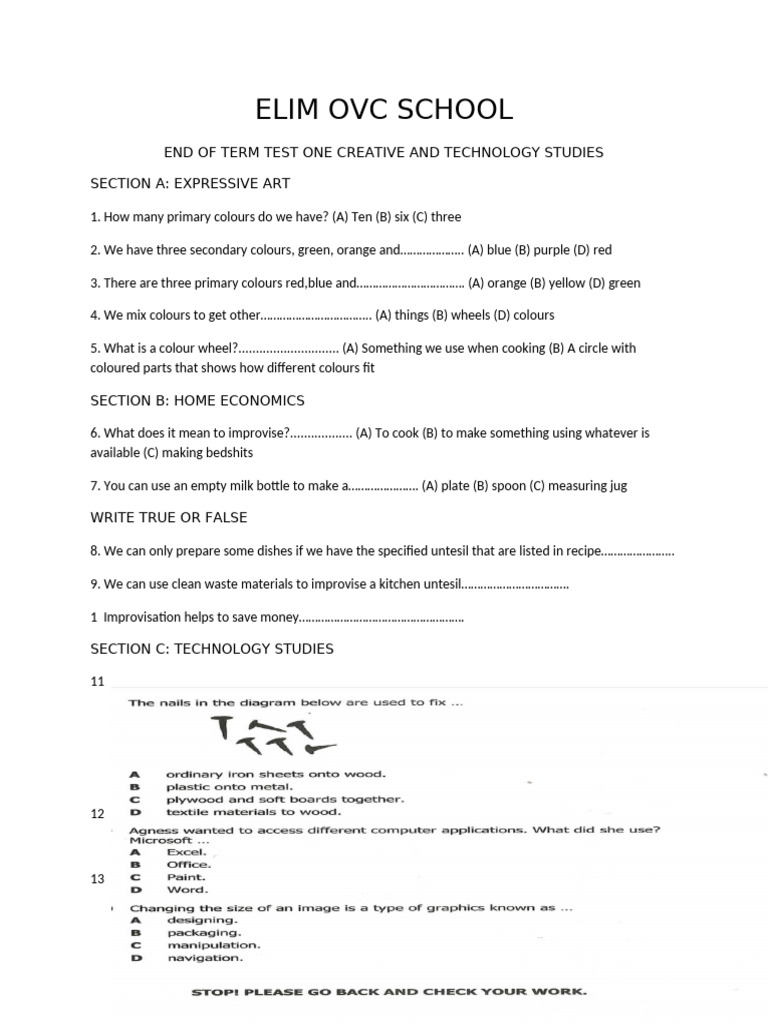Cts Test Elim Ovc School-wps Office | PDF