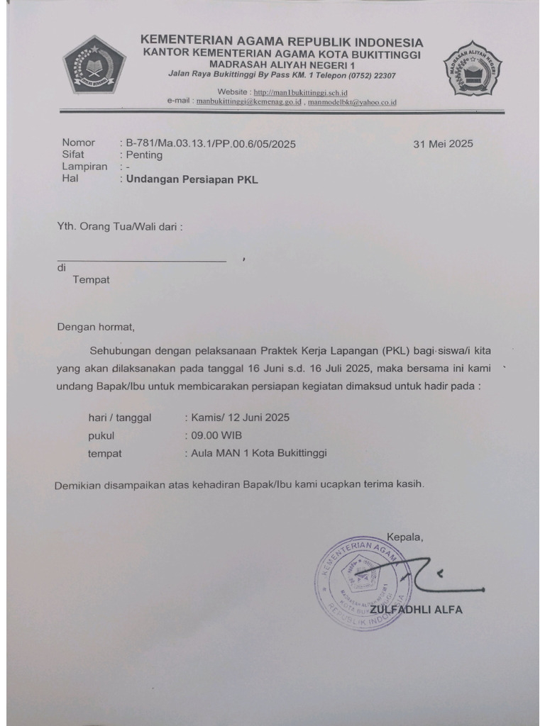 Surat Undangan Sosialisasi PKL | PDF