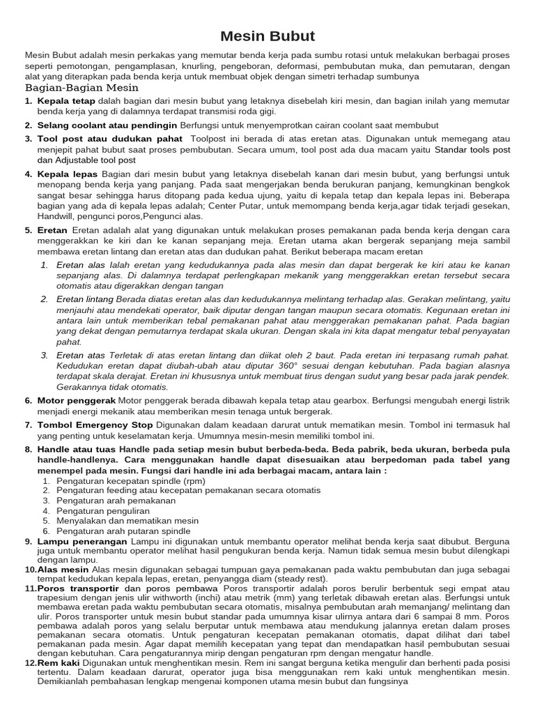 Mesin Bubut | PDF