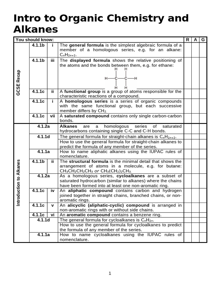 PLC - Intro To Organic Chemistry and Alkanes | PDF | Alkane | Isomer