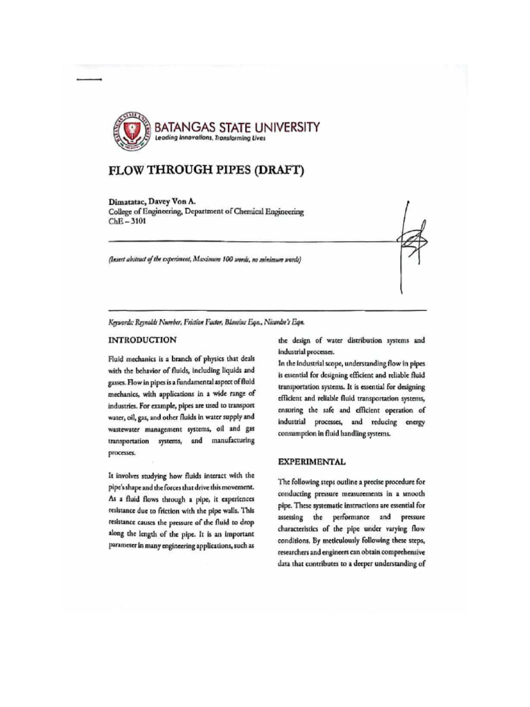 Lab Experiment #1 | PDF | Reynolds Number | Fluid Dynamics