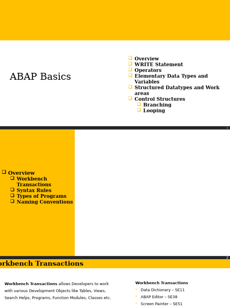 01_ABAP Basics - Write^J DataTypes^J Control Stru | PDF | Data Type | Control Flow