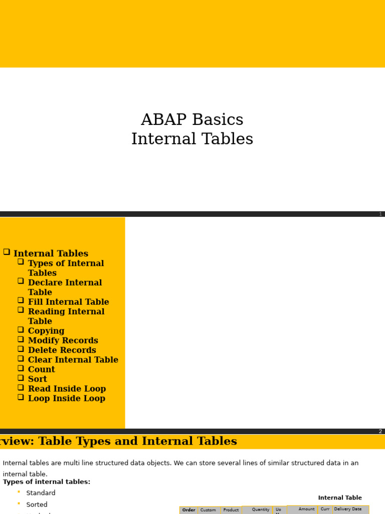 02 - ABAP Basics - Internal Tables | PDF | Control Flow | Database Index