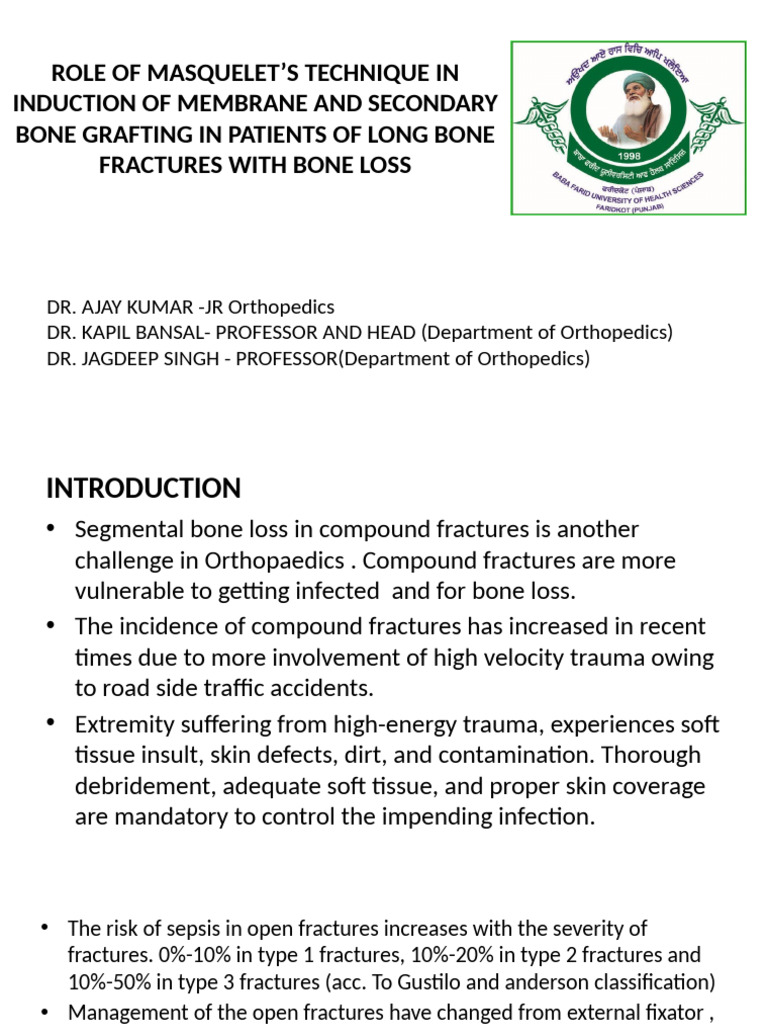 Role of Masquelet's Technique in | PDF | Diseases And Disorders ...