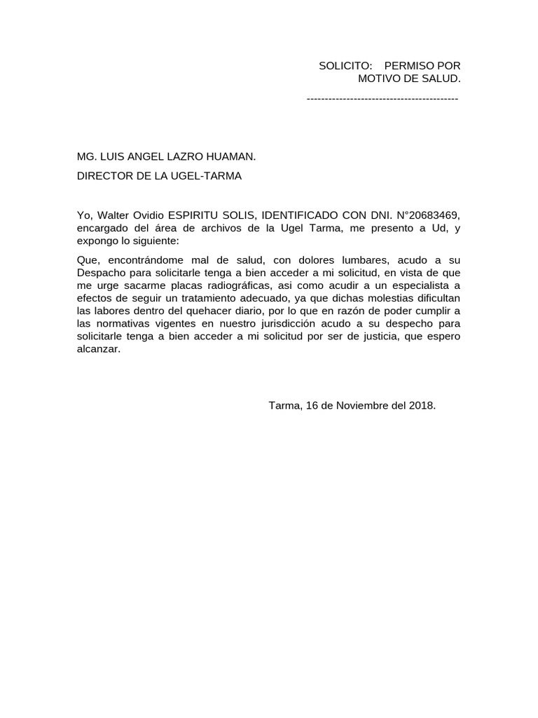 Solicito de Permiso | PDF