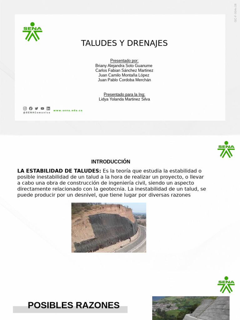 Estabilidad y Drenaje de Taludes en Ingeniería | PDF | Ingeniero civil ...