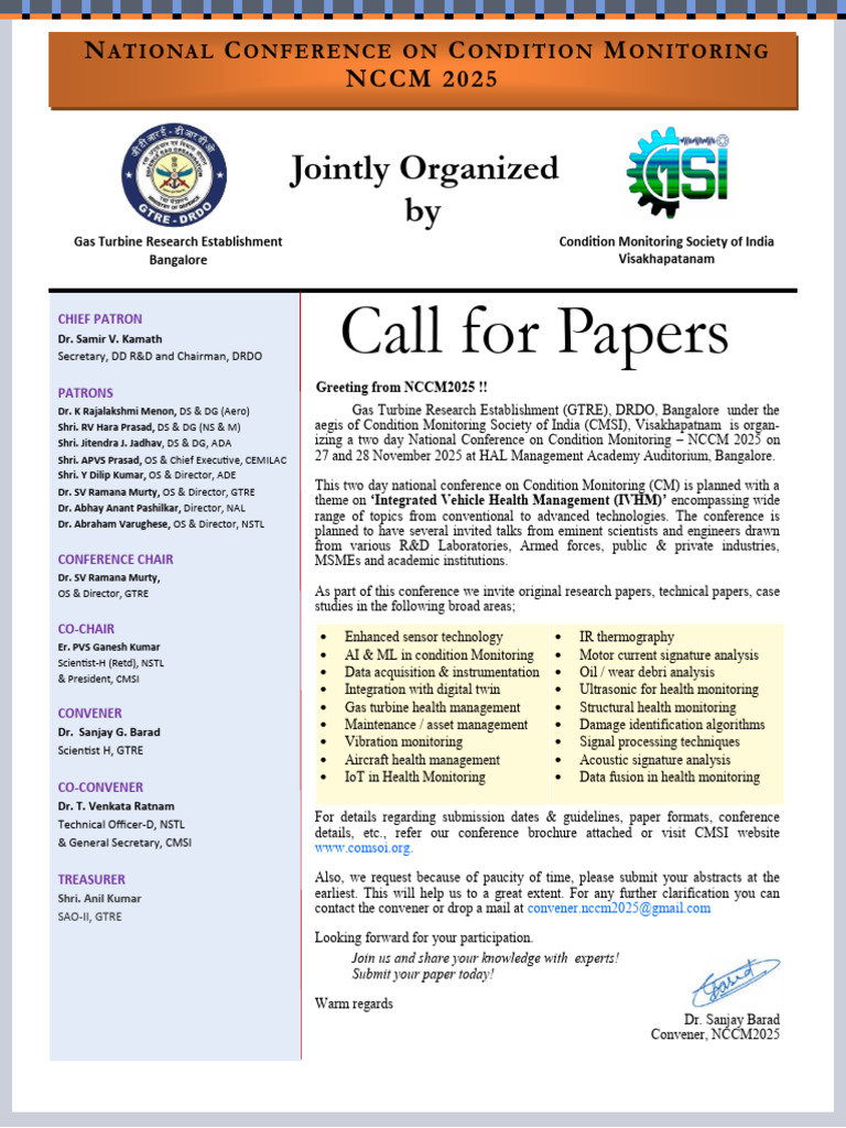 Call For Papers Flyer-NCCM 2025 | PDF | Mechanical Engineering | Engineering