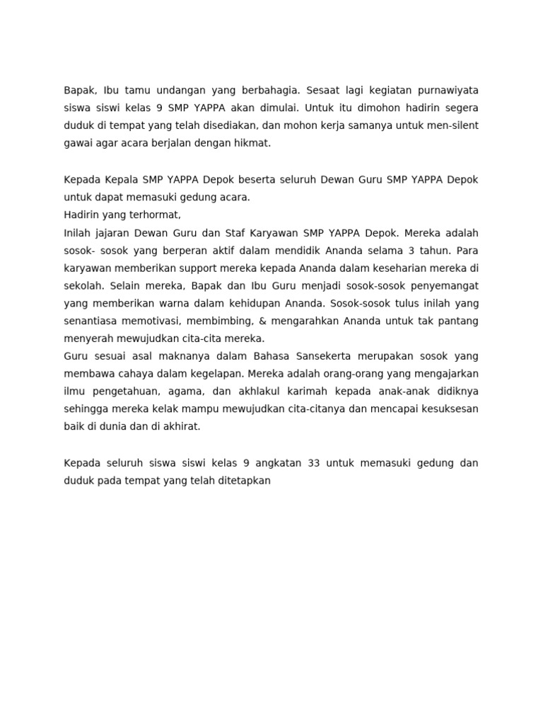 Teks MC Wisuda | PDF