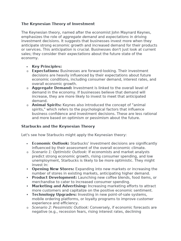 The Keynesian Theory of Investment | PDF | Keynesian Economics | Economics