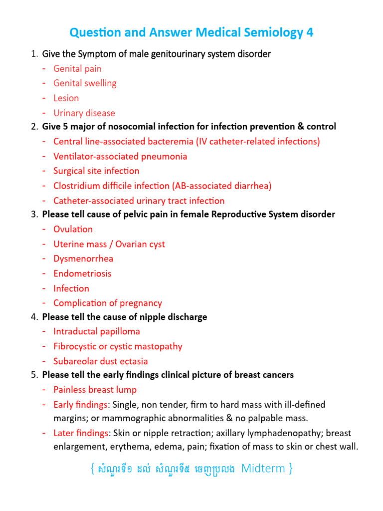 Question and Answer Medical Semiology 4 | PDF | Respiratory Tract ...