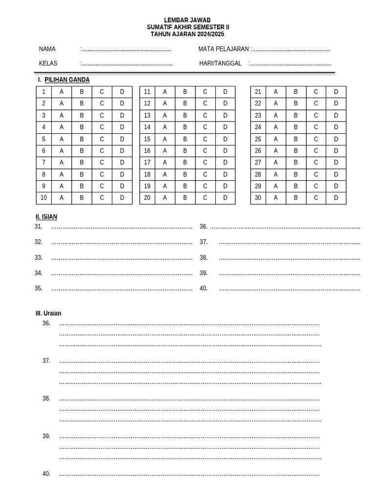 Lembar Jawab Sas | PDF