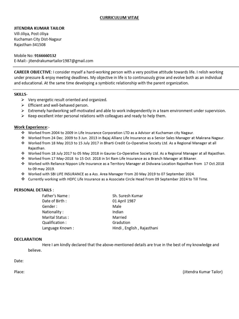 Curriculum Vitae Jitendra Ji | PDF