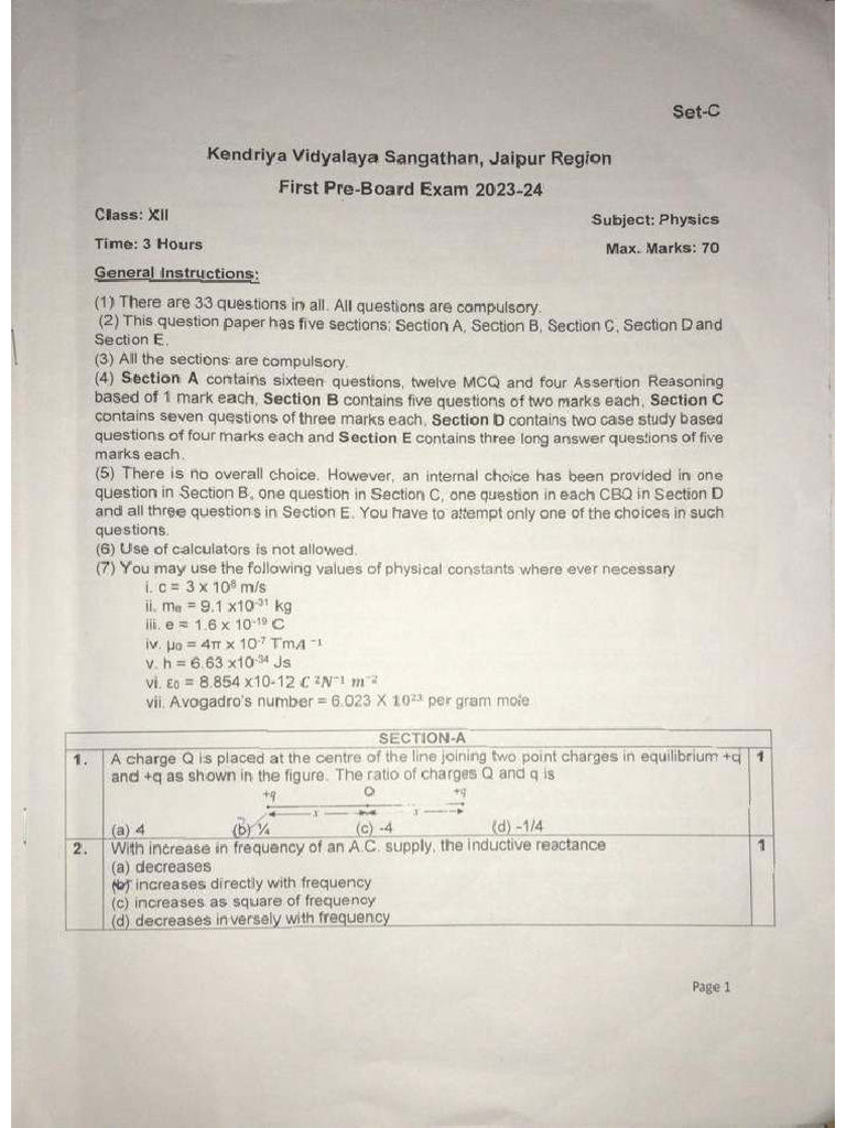 PB1 Physics Set C | PDF