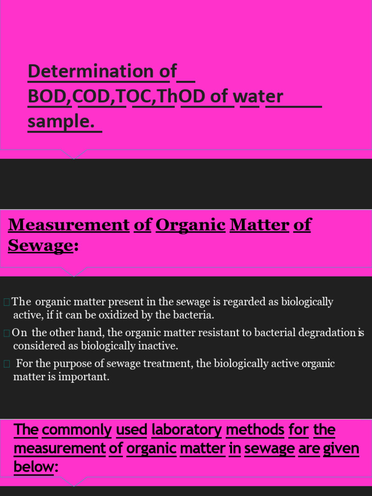 Determination of BOD & COD | PDF | Total Organic Carbon | Chemistry