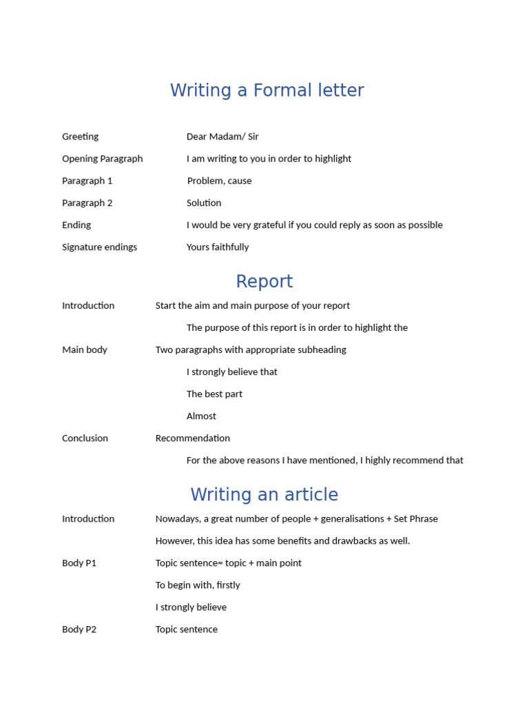 Writing A Formal Letter | PDF
