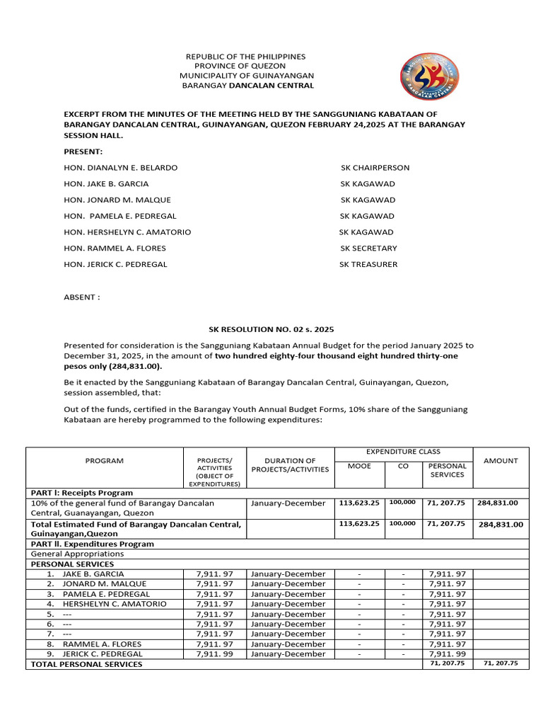 SK Abyip Dancalan 2025 Final | PDF