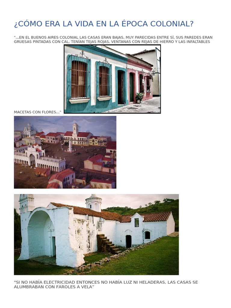 Vida en la época colonial 1810 | PDF