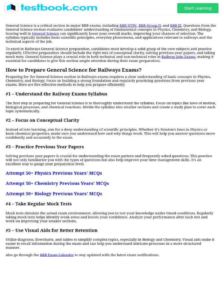 Railways General Science Preparation - Get Free Prep Resources ...