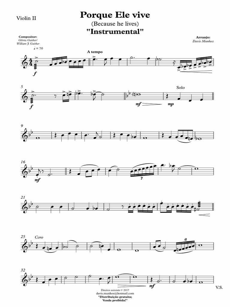 Porque Ele Vive Violino2 | PDF