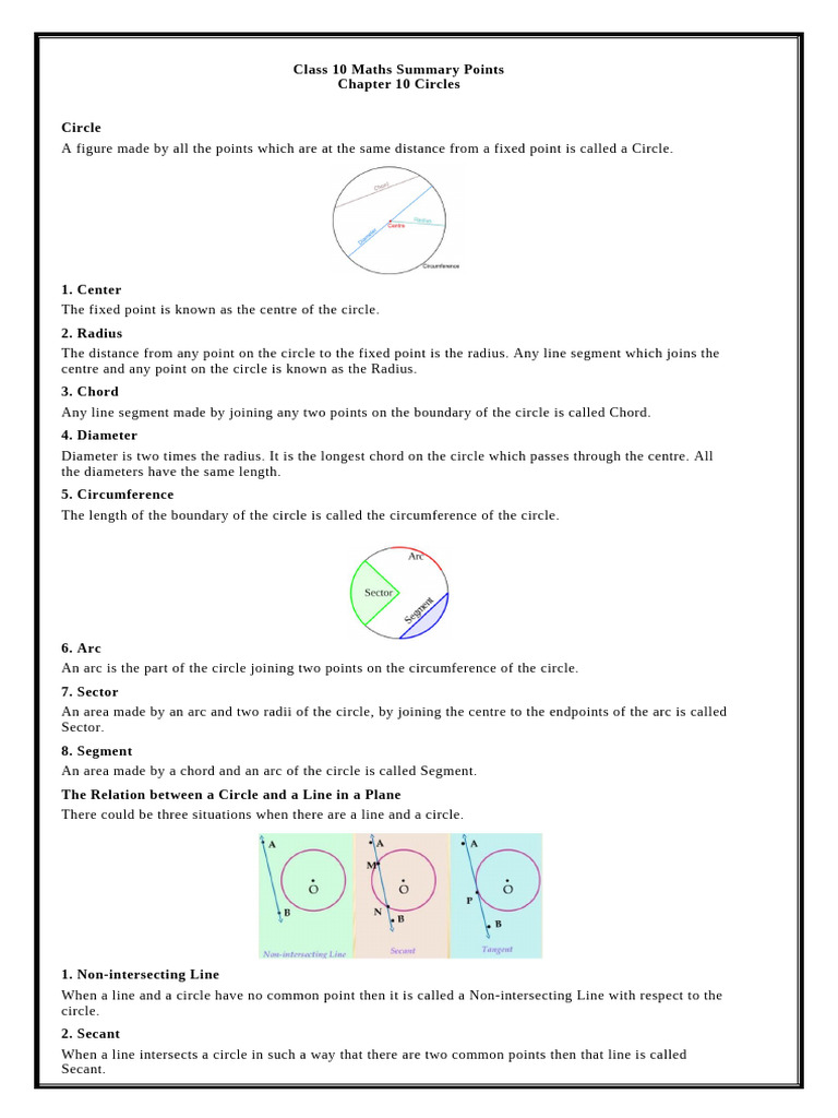 Class 10 SP Chapter 10 Circles | PDF | Circle | Perpendicular
